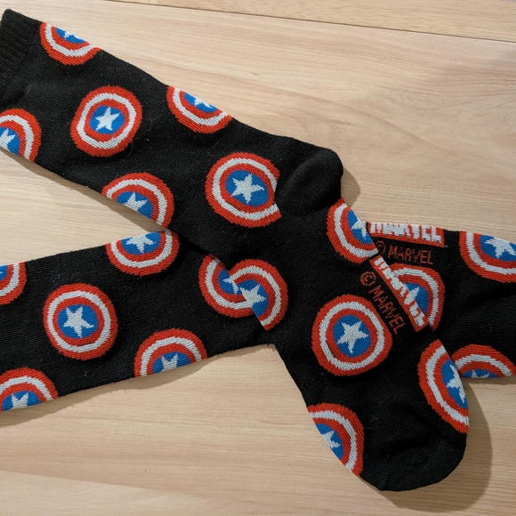Marvel | Underwear & Socks | Marvel Captain America Shield Black Socks ...